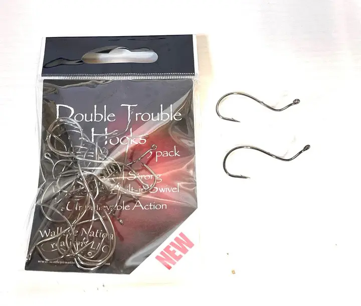 WALLEYE NATION CREATIONS REPLACEMENT DOUBLE TROUBLE HOOKS (5 PACK ...