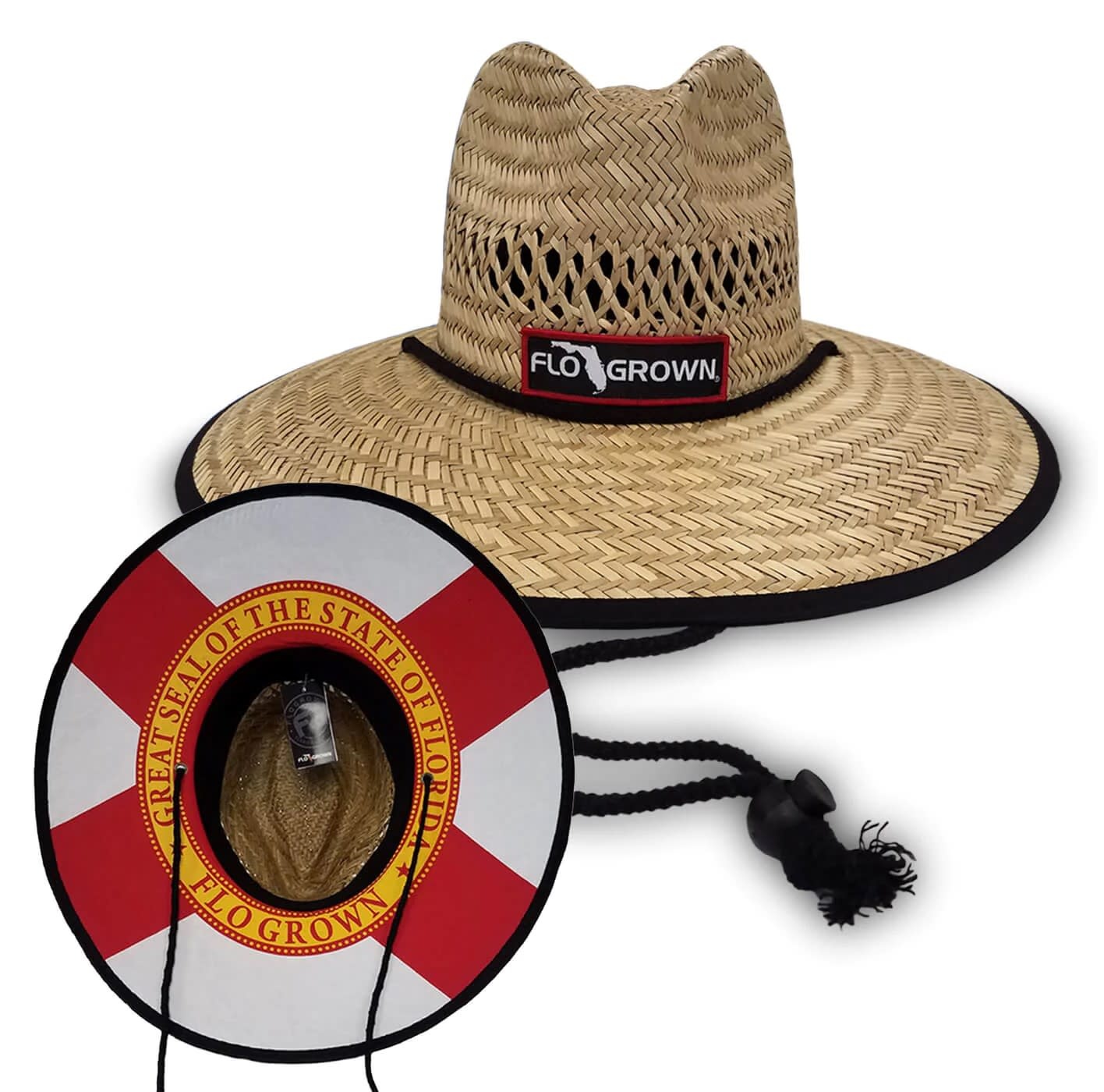 Flogrown Round Straw hat Flag - Estero River Outfitters