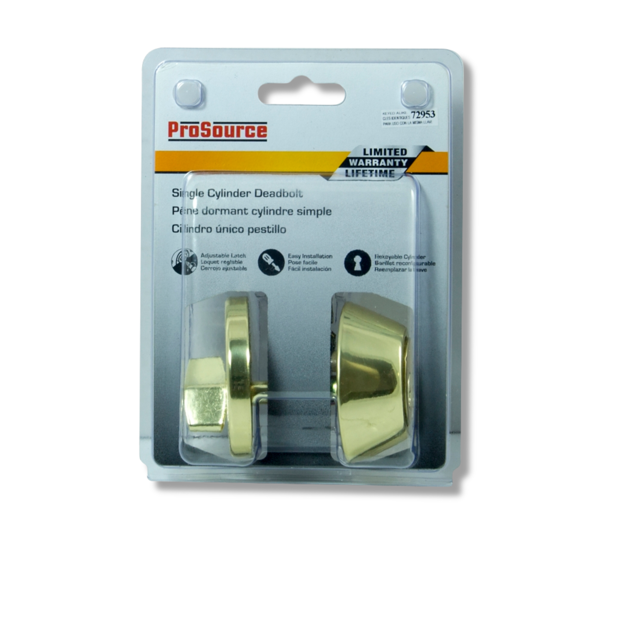 ProSource Deadbolt, Polished Brass, 1 Keyway - Whatchamacallit Tools