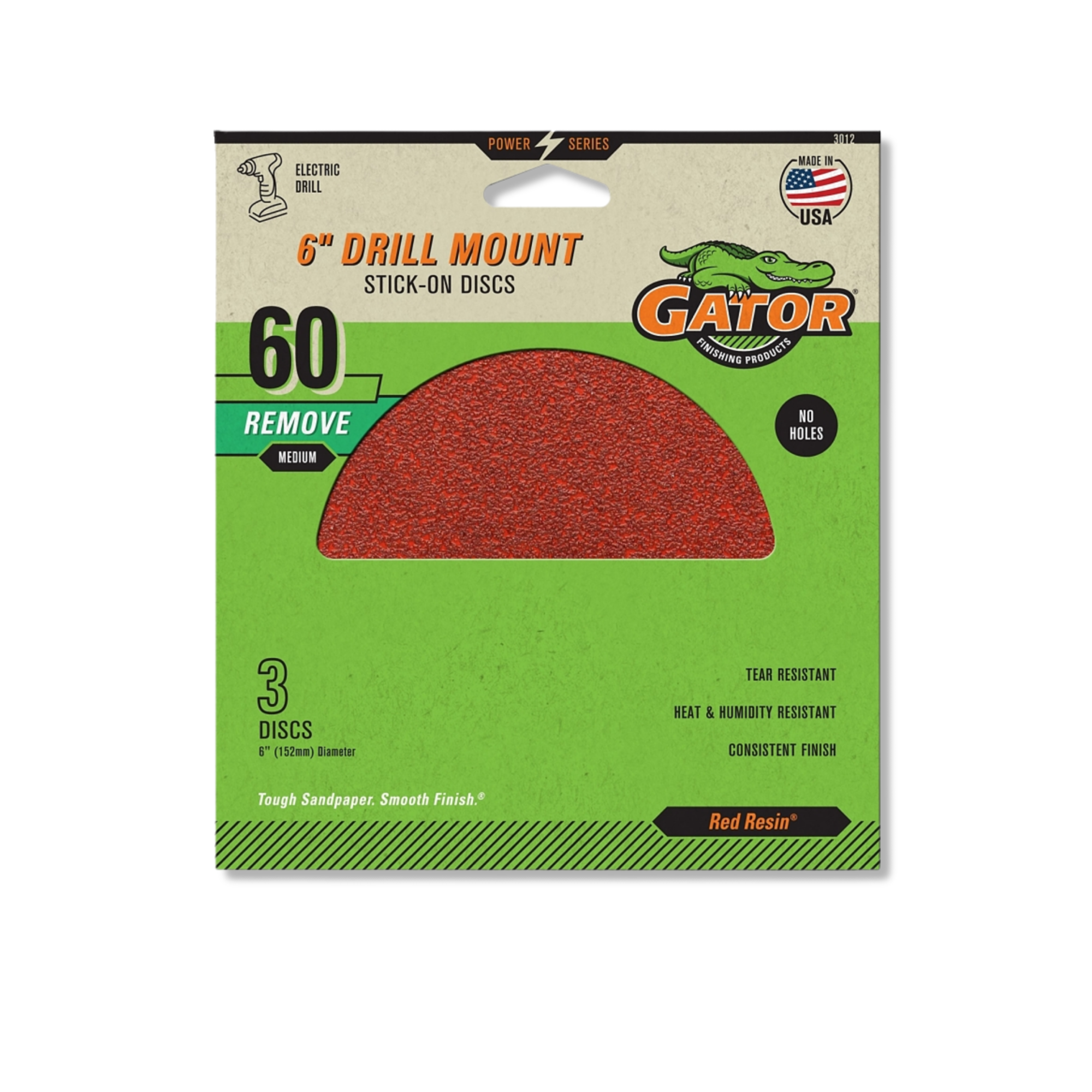 Gator Sanding Disc, 6 in, 60 Grit, 3 Pack - Whatchamacallit Tools