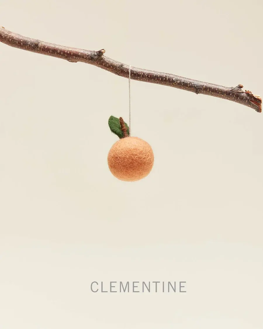 Felted Clementine Ornament - Hansell and Halkett