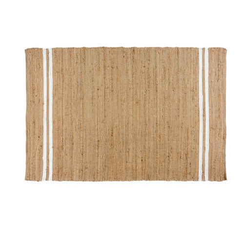 Large White Coastal Stripe Rug L72" W48" - Centro Garden