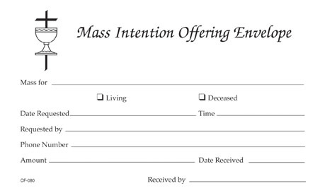 Mass Intention Offering Envelope (100) - Reilly's Church Supply & Gift ...