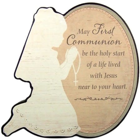 First Communion Plaque - Praying Girl - Reilly's Church Supply & Gift ...