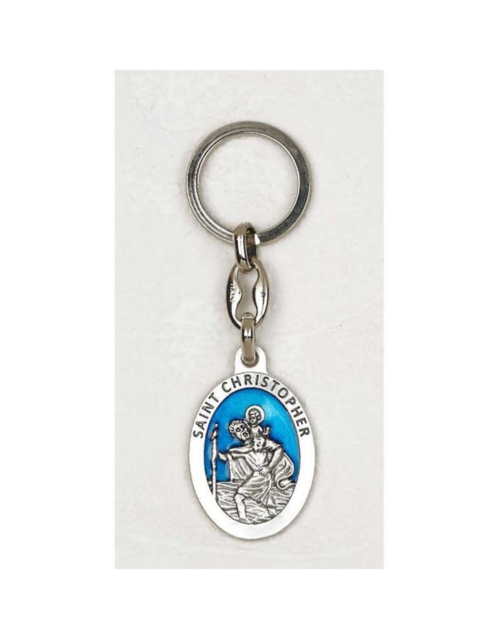 Key Chain - St. Christopher, Oval, Blue Enameled - Reilly's Church ...