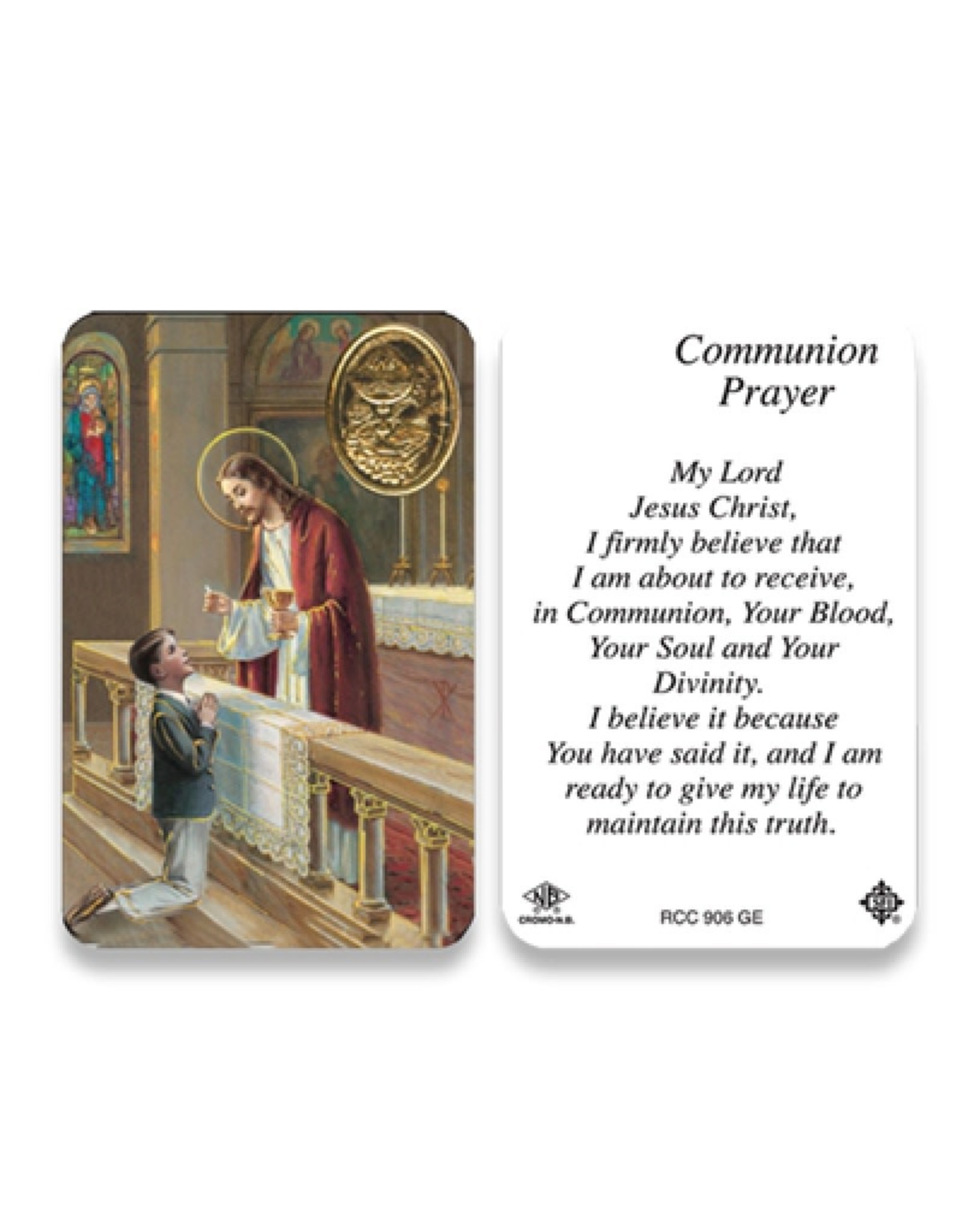 First Communion Prayer Card with Medal (Boy) - Reilly's Church Supply ...