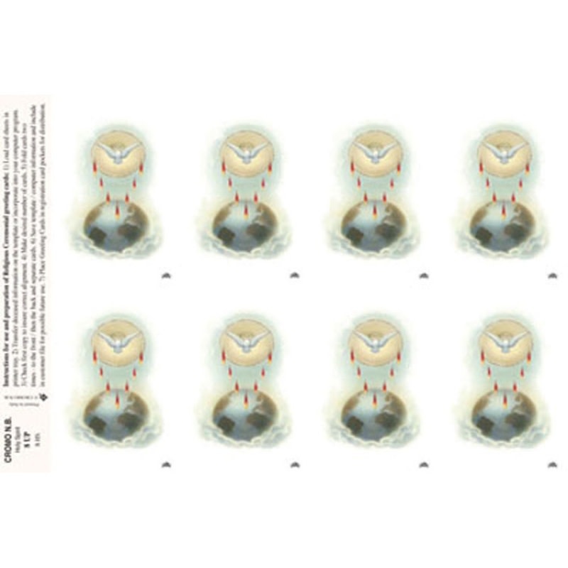 Holy Cards - Laser - Holy Spirit (Sheet of 8) - Reilly's Church Supply ...