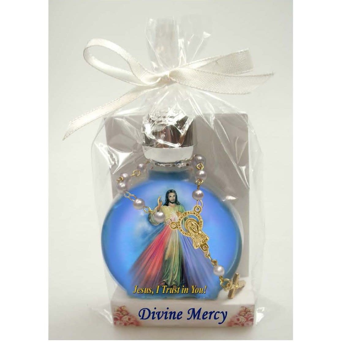 Holy Water Bottle - Divine Mercy Stained Glass Bottle with Decade ...