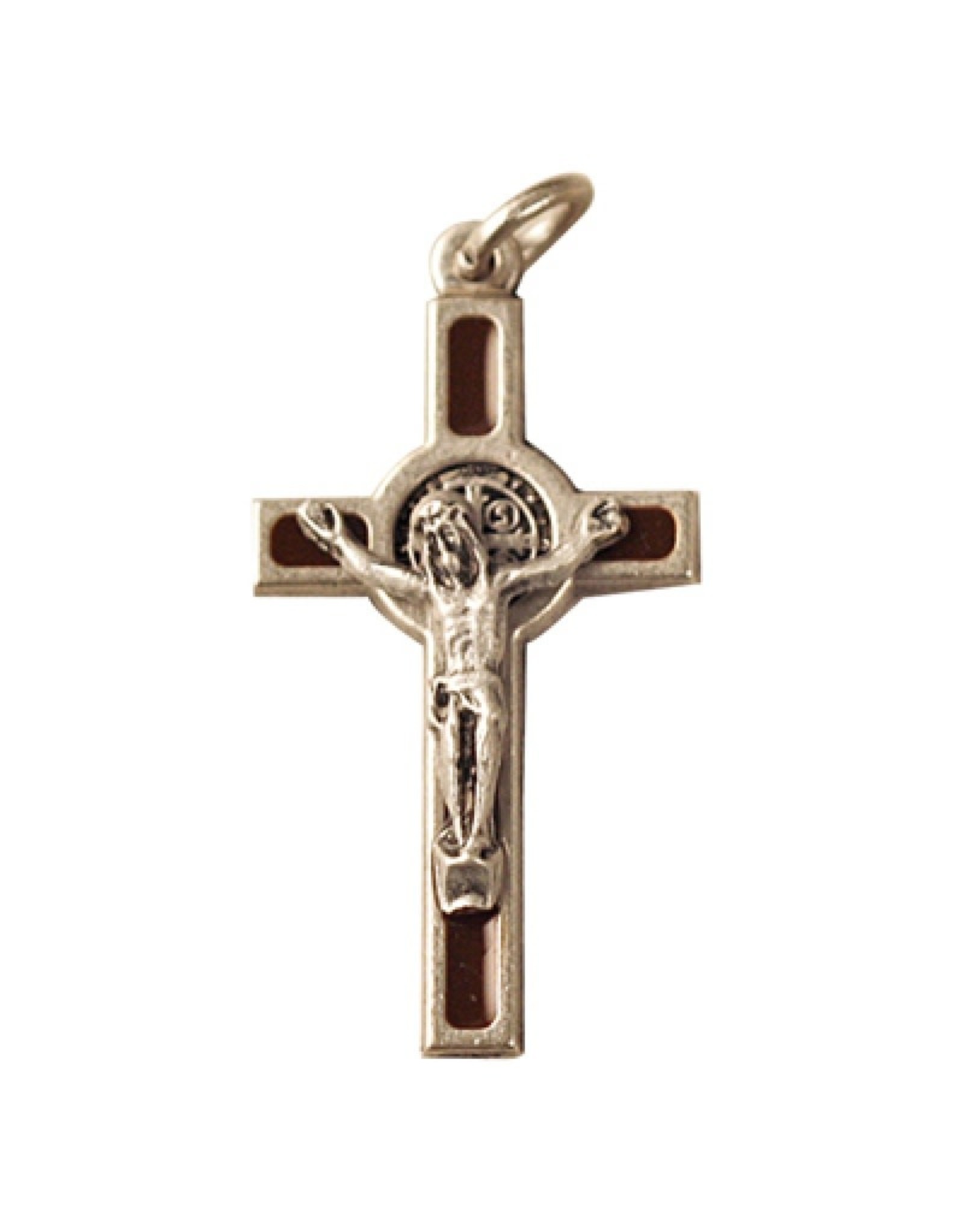 Medal Benedictine Crucifix 1.5" Brown Epoxy/Silver - Reilly's Church ...