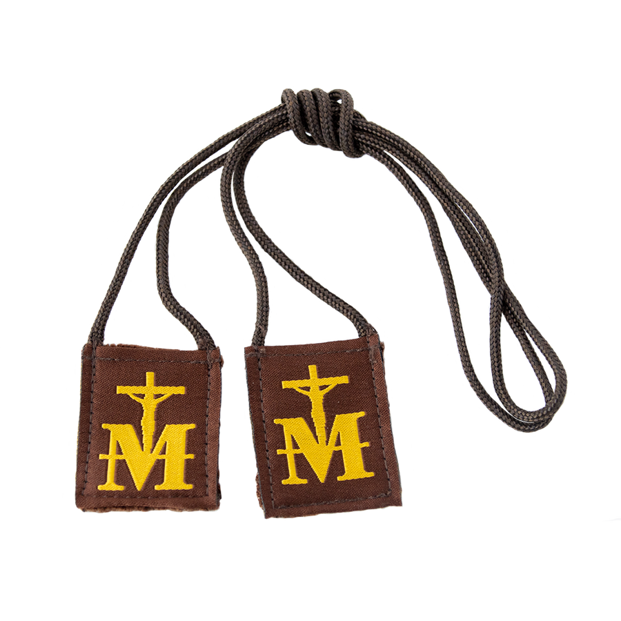 Scapular, Premium, Brown/Gold - Reilly's Church Supply & Gift Boutique