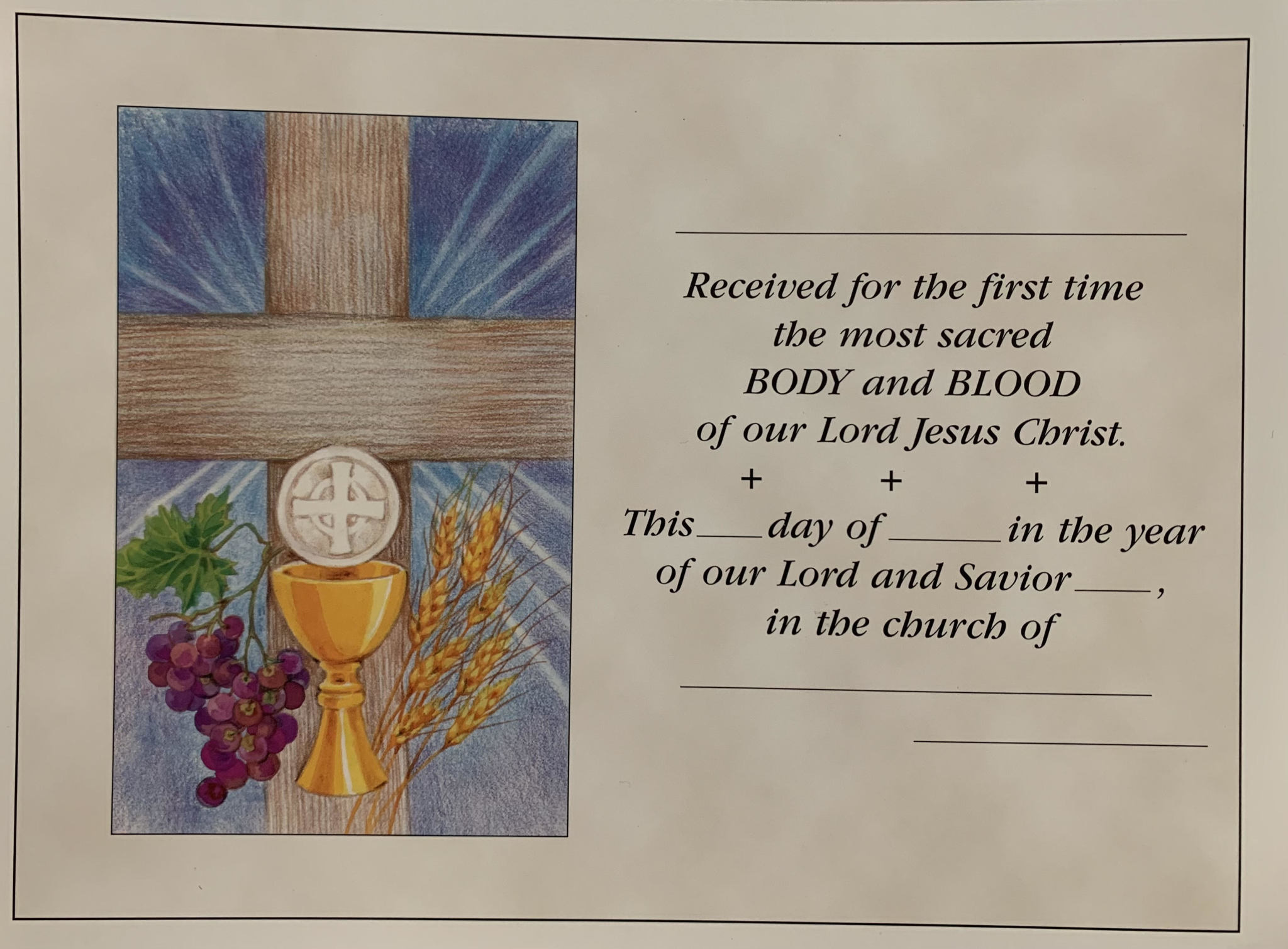 Certificate - First Communion (Each) - Reilly's Church Supply & Gift ...