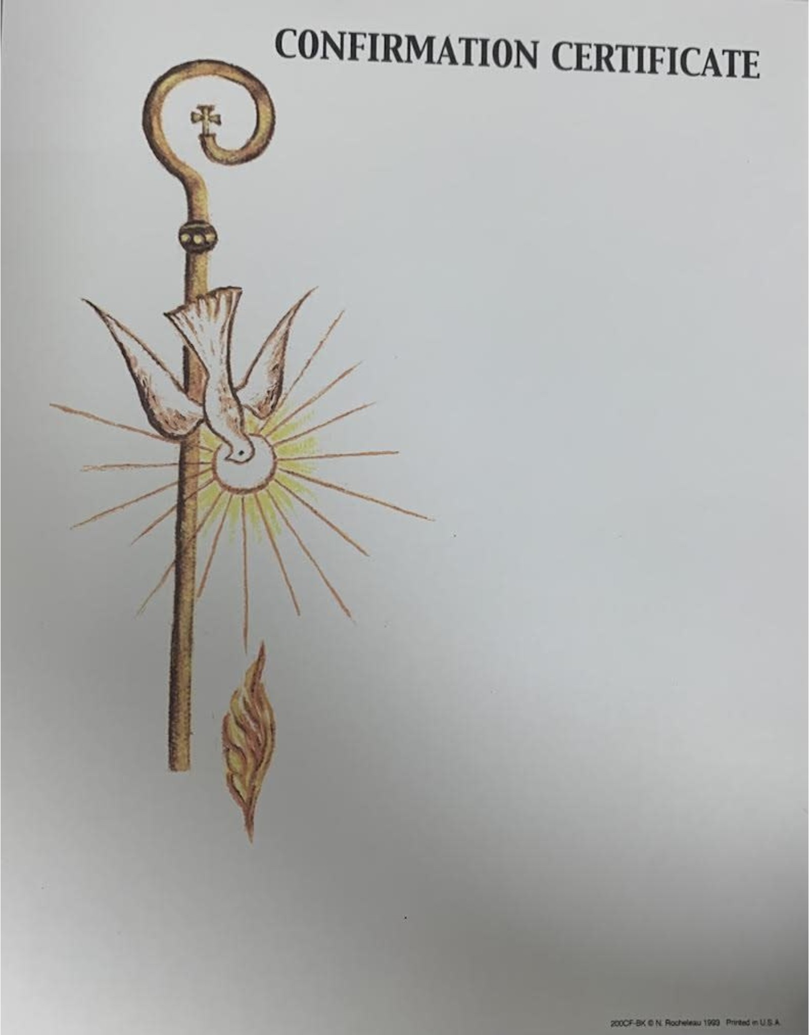 Certificate - Confirmation, Blank (Each) - Reilly's Church Supply ...