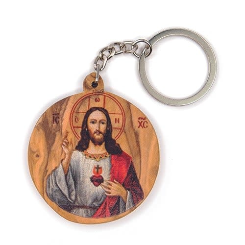 Olive Wood Catholic Keychain - - Reilly's Church Supply & Gift Boutique