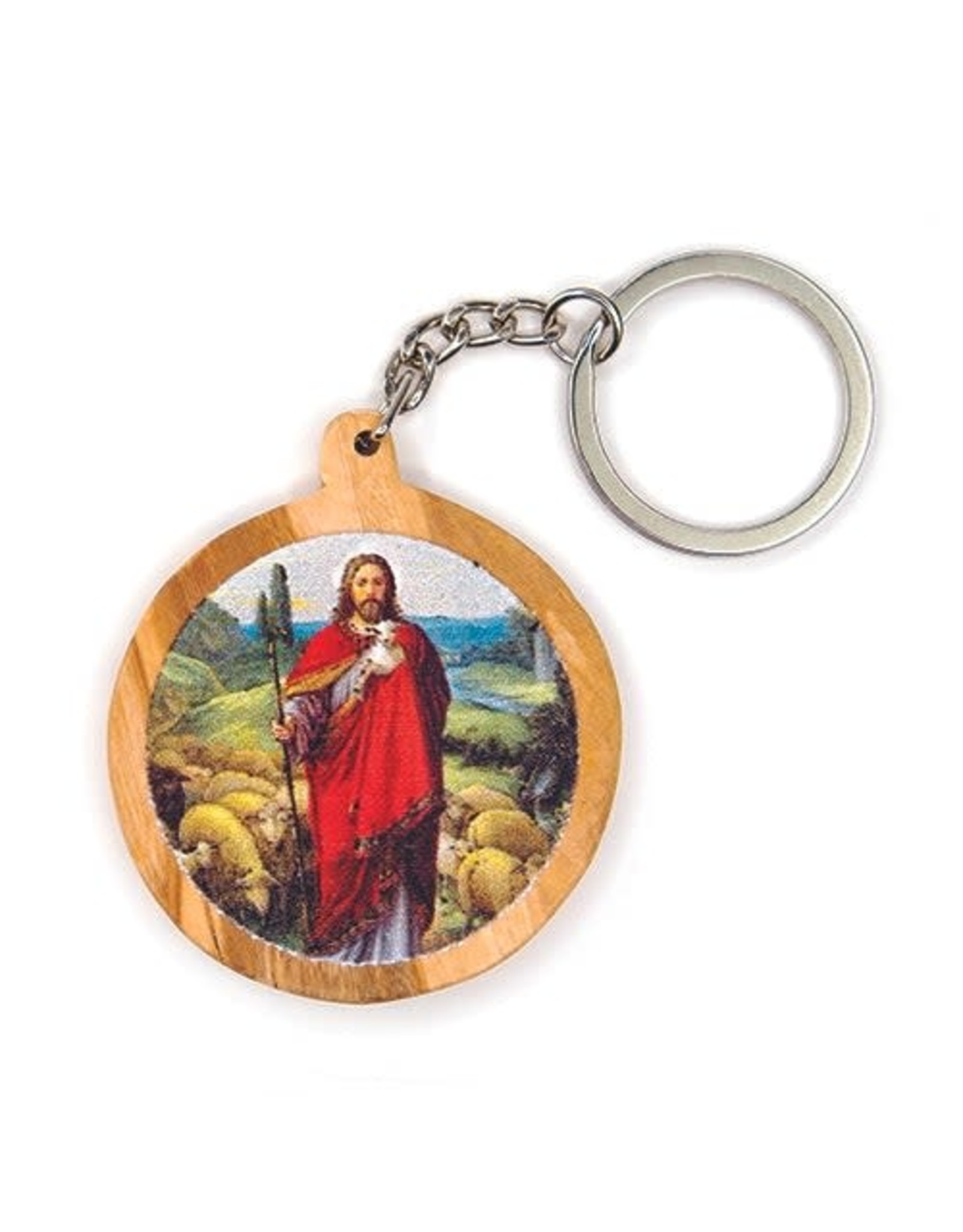 Olive Wood Catholic Keychain - - Reilly's Church Supply & Gift Boutique