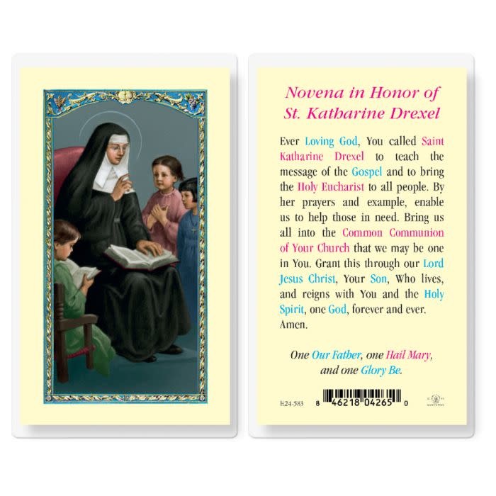 Holy Card, Laminated - St. Katharine Drexel - Reilly's Church Supply & Gift Boutique