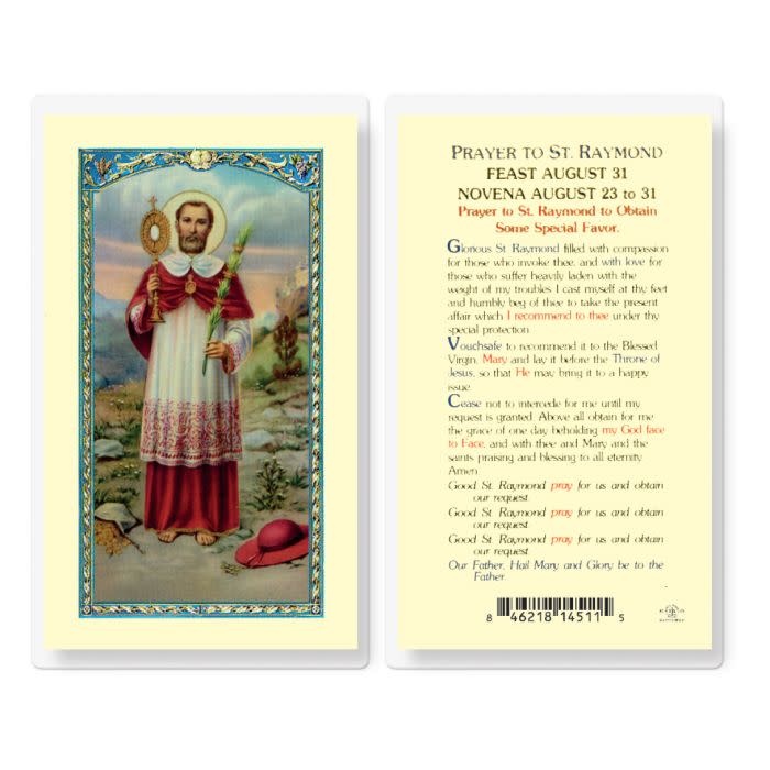 Holy Card, Laminated - St. Raymond - Reilly's Church Supply & Gift Boutique