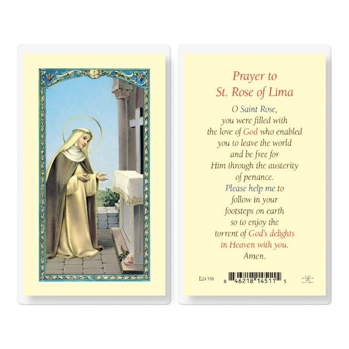 Holy Card, Laminated - St. Rose of Lima - Reilly's Church Supply & Gift Boutique