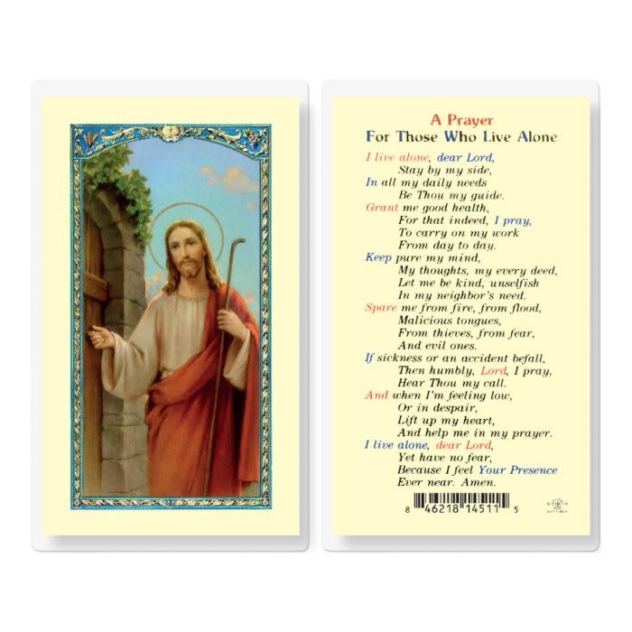 Holy Card, Laminated -Prayer for Those Who Live Alone - Reilly's Church Supply & Gift Boutique
