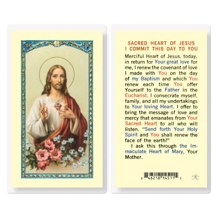 Holy Card, Laminated -I Commit This Day To You with Sacred Heart of Jesus - Reilly's Church ...
