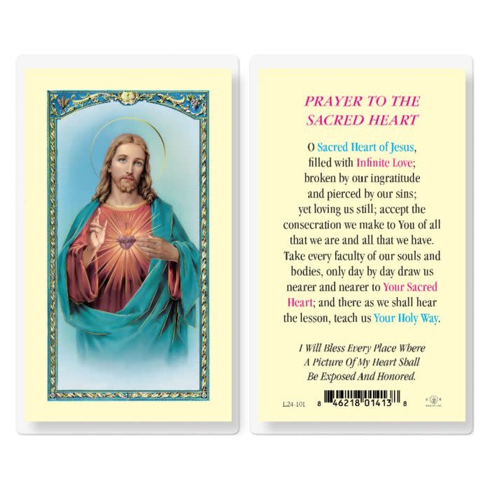 Holy Card, Laminated -Sacred Heart of Jesus - Reilly's Church Supply & Gift Boutique