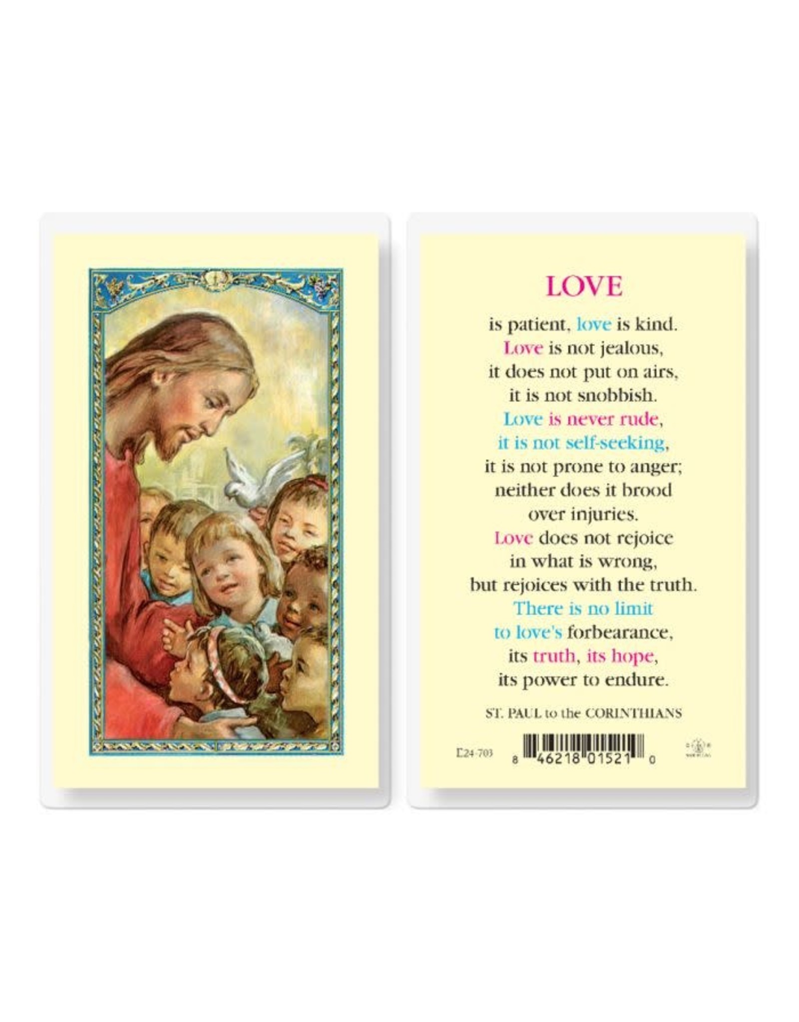 Holy Card, Laminated - Saint Paul Corinth Love is Patient - Reilly's Church Supply & Gift Boutique