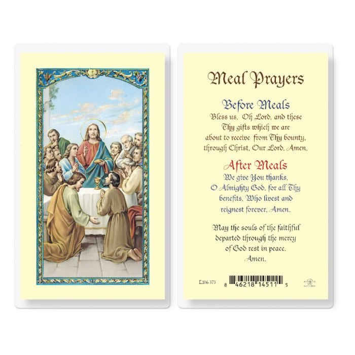 Holy Card, Laminated - Meal Prayers The Last Supper - Reilly's Church Supply & Gift Boutique