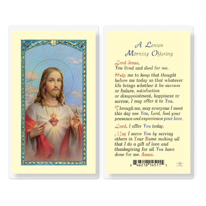Holy Card, Laminated -A Lenten Morning Offering - Reilly's Church Supply & Gift Boutique