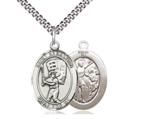 St. Sebastian/Baseball Medal, Sterling Silver on 20" Chain - Reilly's ...