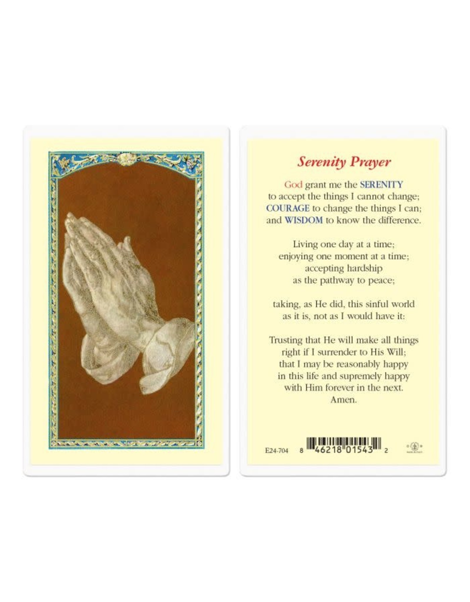 Holy Card, Laminated - Serenity Prayer Long Version - Reilly's Church Supply & Gift Boutique