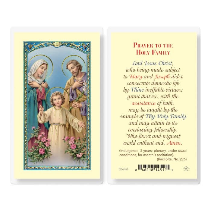 Holy Card, Laminated - Holy Family - Reilly's Church Supply & Gift Boutique