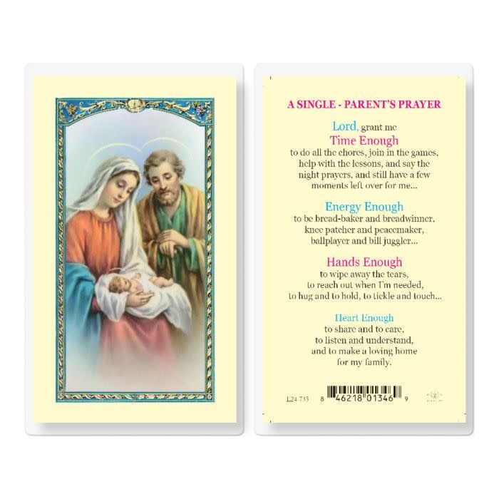 Holy Card, Laminated - A Single Parents Prayer - Reilly's Church Supply & Gift Boutique