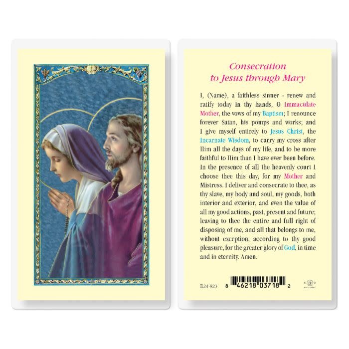 Holy Card, Laminated - Consecration to Jesus Through Mary - Reilly's Church Supply & Gift Boutique