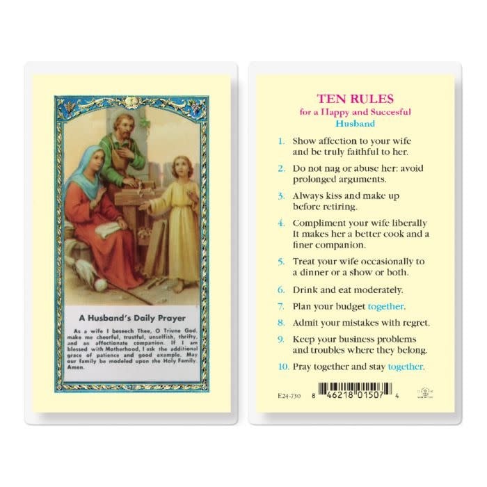 Holy Card, Laminated - A Husband's Daily Prayer - Reilly's Church Supply & Gift Boutique