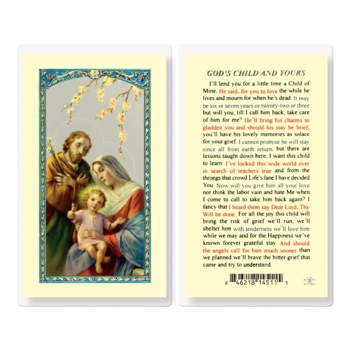 Holy Card, Laminated - God's Child and Yours - Reilly's Church Supply & Gift Boutique