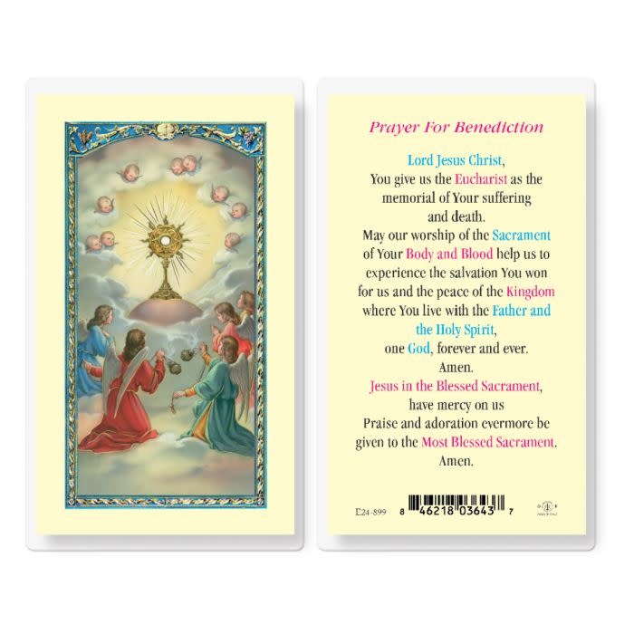 Holy Card, Laminated - Prayer for Benediction - Reilly's Church Supply & Gift Boutique