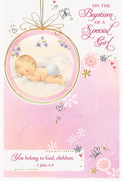 Baptism Card - Girl, You Belong to God - Reilly's Church Supply & Gift ...
