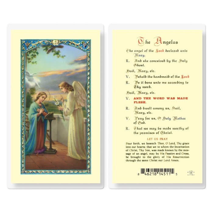 Holy Card, Laminated -Angelus Prayer Annunciation - Reilly's Church Supply & Gift Boutique