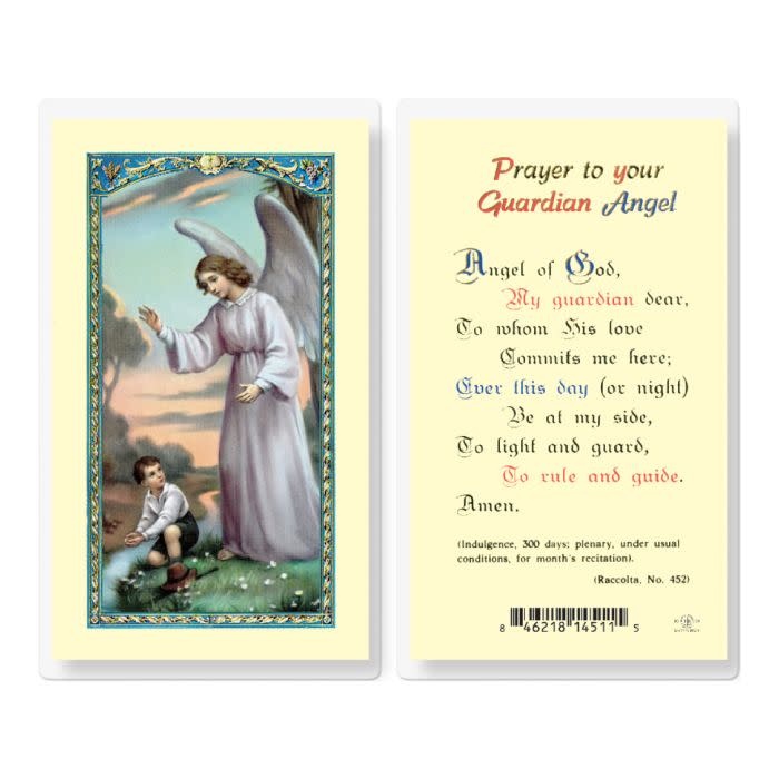 Holy Card, Laminated -Prayer to Guardian Angel for Boy - Reilly's Church Supply & Gift Boutique