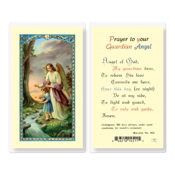 Holy Card, Laminated -Prayer to Guardian Angel for Girl - Reilly's Church Supply & Gift Boutique