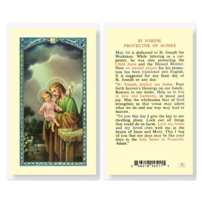 Holy Card, Laminated - St. Joseph Protection of Homes - Reilly's Church Supply & Gift Boutique