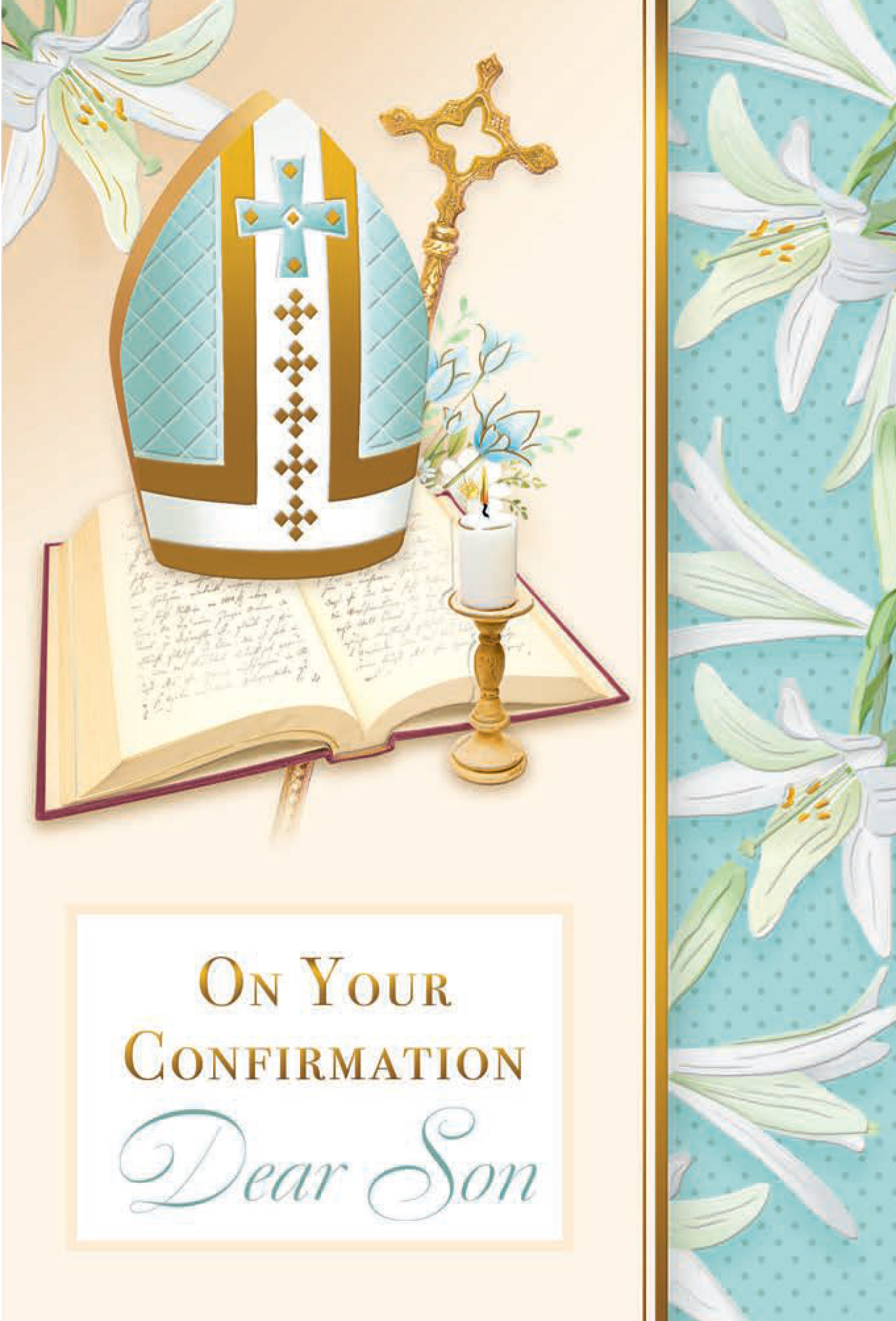 Card - Confirmation (Son), Teal with Lillies - Reilly's Church Supply ...