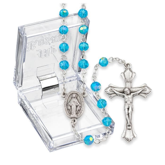 Rosary - March Birthstone, Aqua - Reilly's Church Supply & Gift Boutique