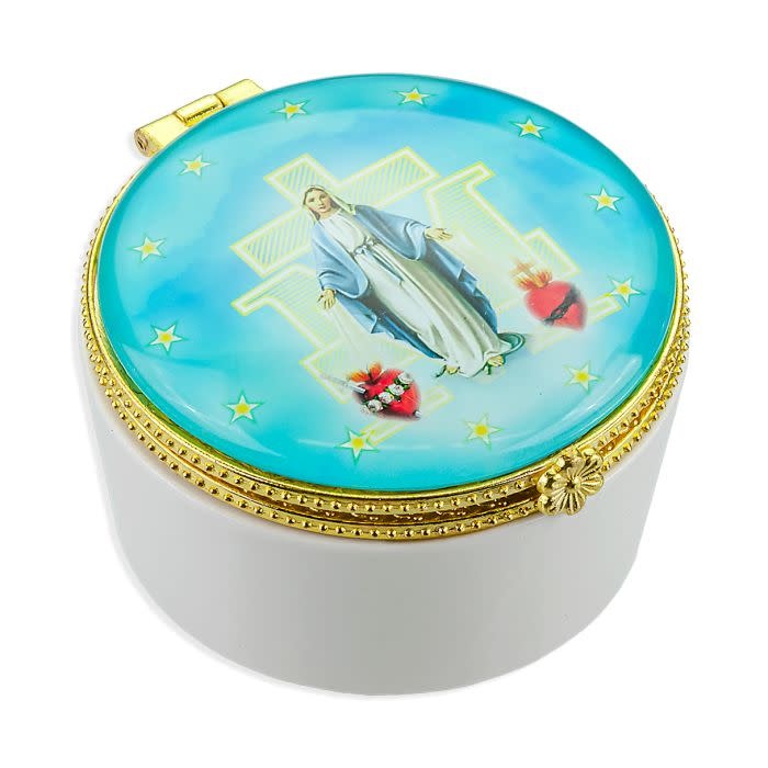 Rosary Box - Our Lady of Grace, Porcelain - Reilly's Church Supply ...