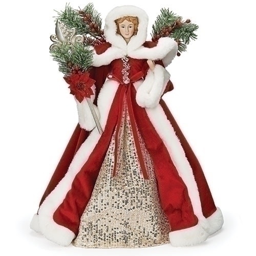 Tree Topper - Angel, Red, Snow Covered Greenery - Reilly's Church ...