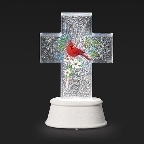LED Swirl Cross with Cardinal - Reilly's Church Supply & Gift Boutique
