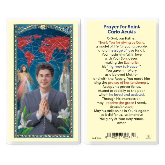 Holy Card, Laminated - St. Carlo Acutis - Reilly's Church Supply & Gift ...