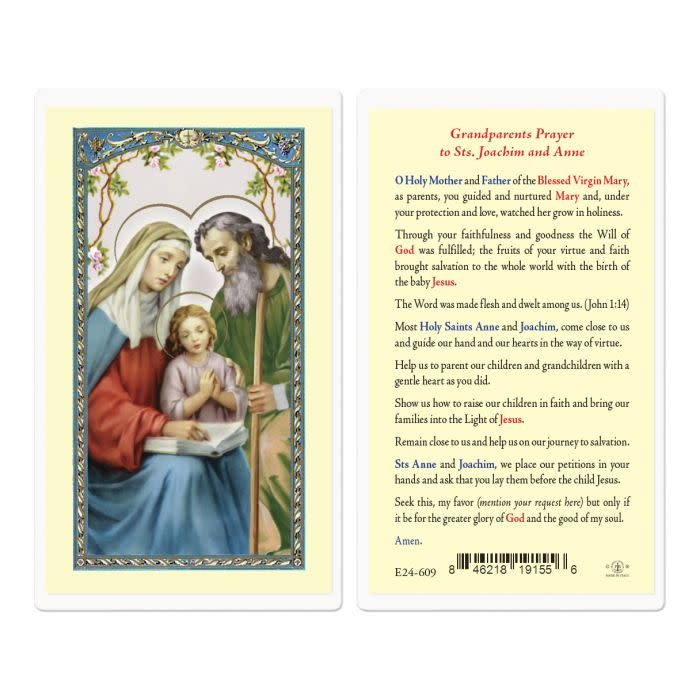 Holy Card, Laminated - Grandparents Prayer to Sts. Joachim & Anne - Reilly's Church Supply ...