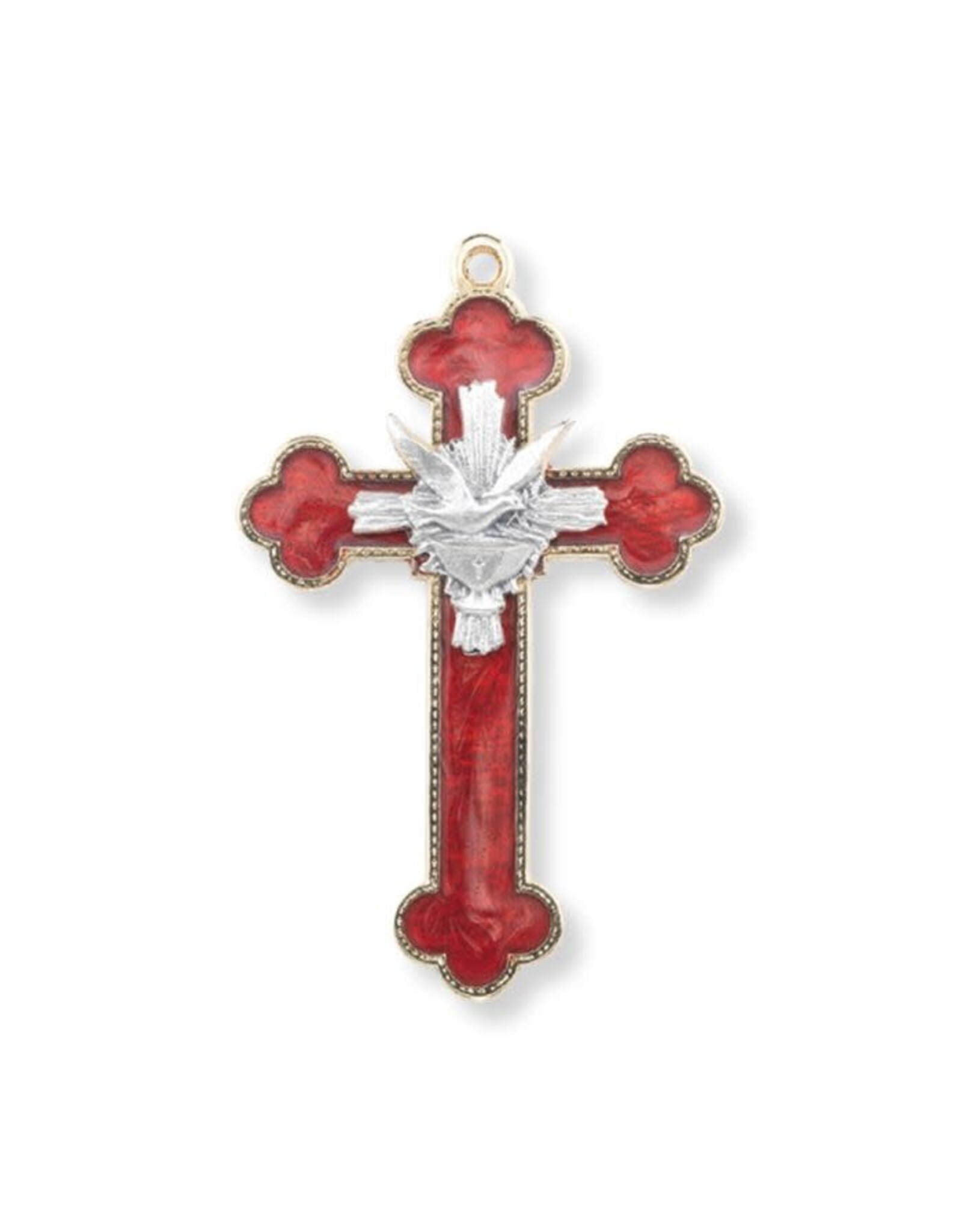Confirmation Medal, Red Epoxied Cross with Holy Spirit & Chalice ...