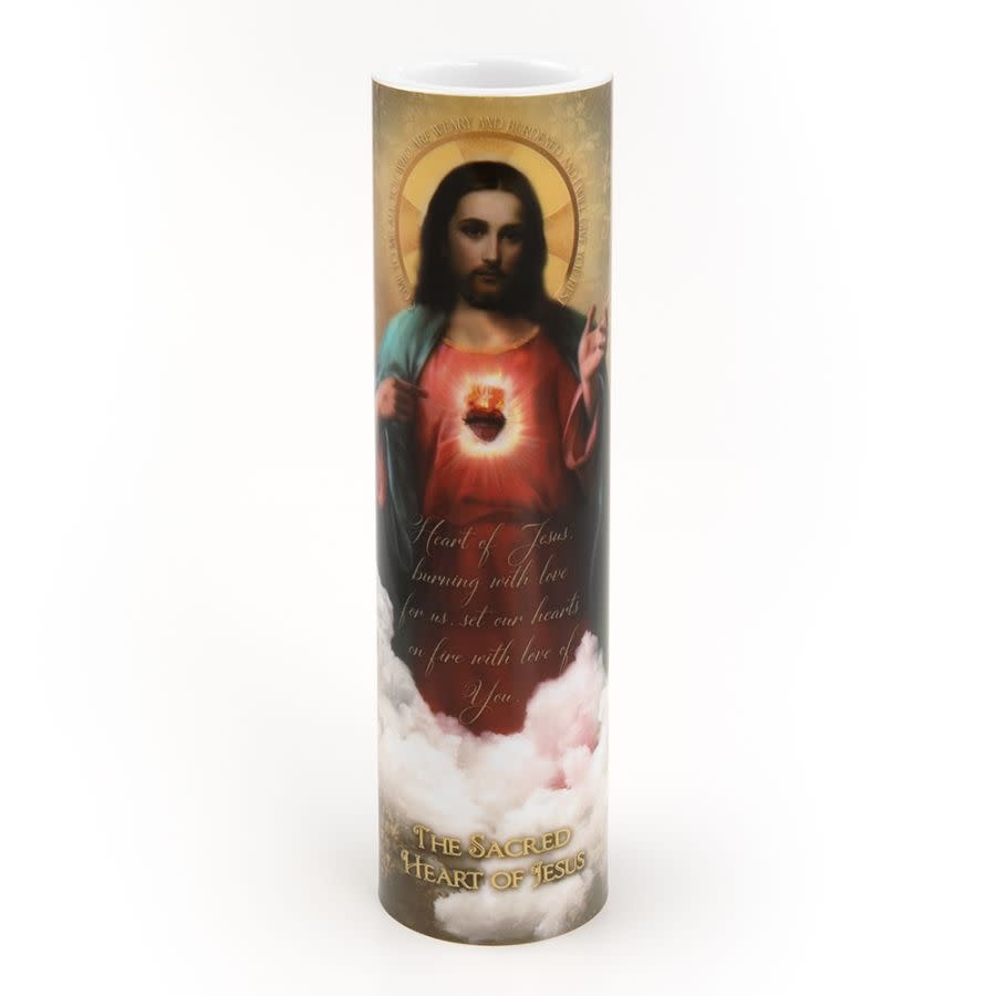 LED Candle with Prayer - Sacred Heart of Jesus - Reilly's Church Supply & Gift Boutique