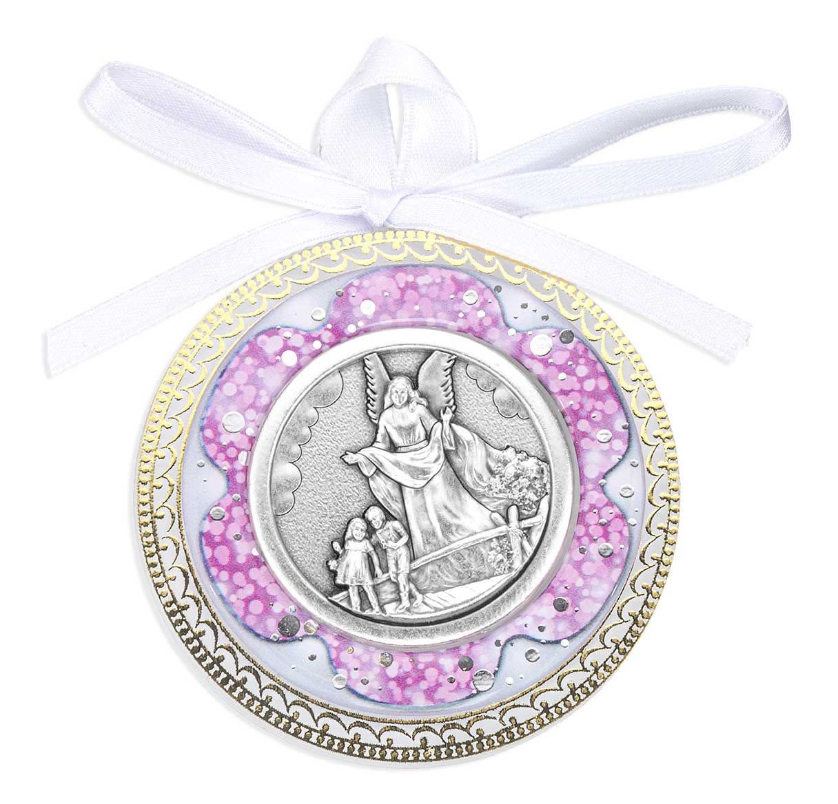 Crib Medal - Guardian Angel - Pink Shell - Reilly's Church Supply ...